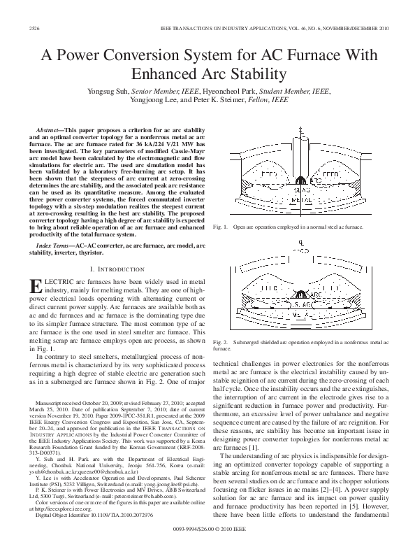 (PDF) A Power Conversion System for AC Furnace With Enhanced Arc Stability