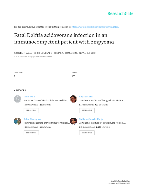 (PDF) Fatal Delftia acidovorans infection in an immunocompetent patient ...