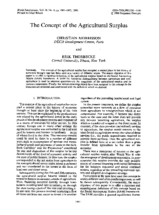 (PDF) The concept of the agricultural surplus