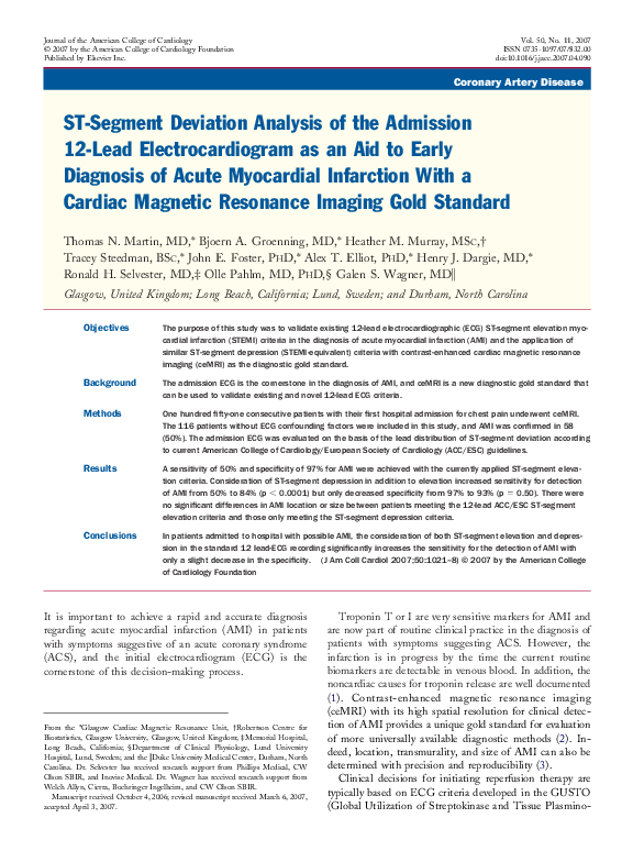(PDF) ST-Segment Deviation Analysis of the Admission 12-Lead ...