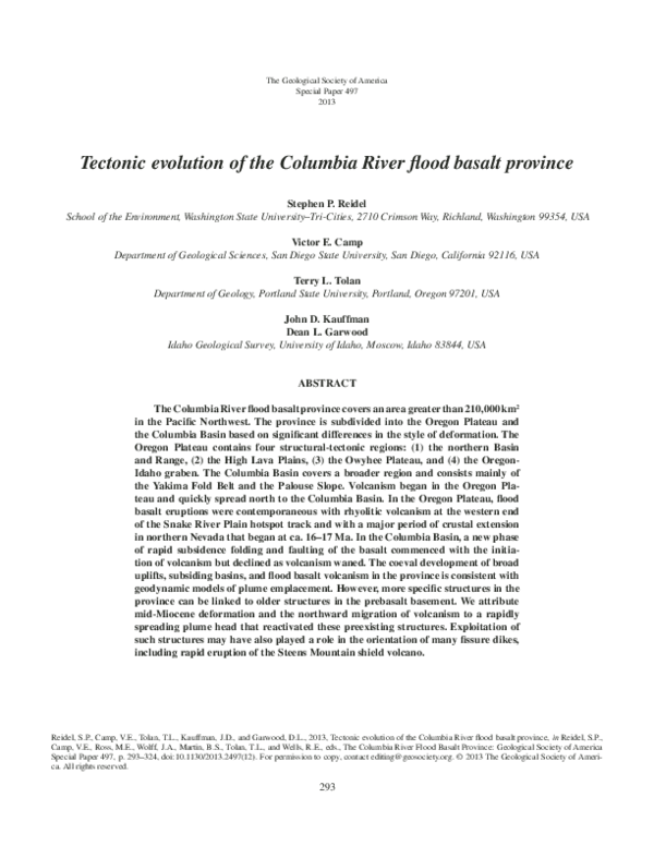 (PDF) Tectonic evolution of the Columbia River flood basalt province
