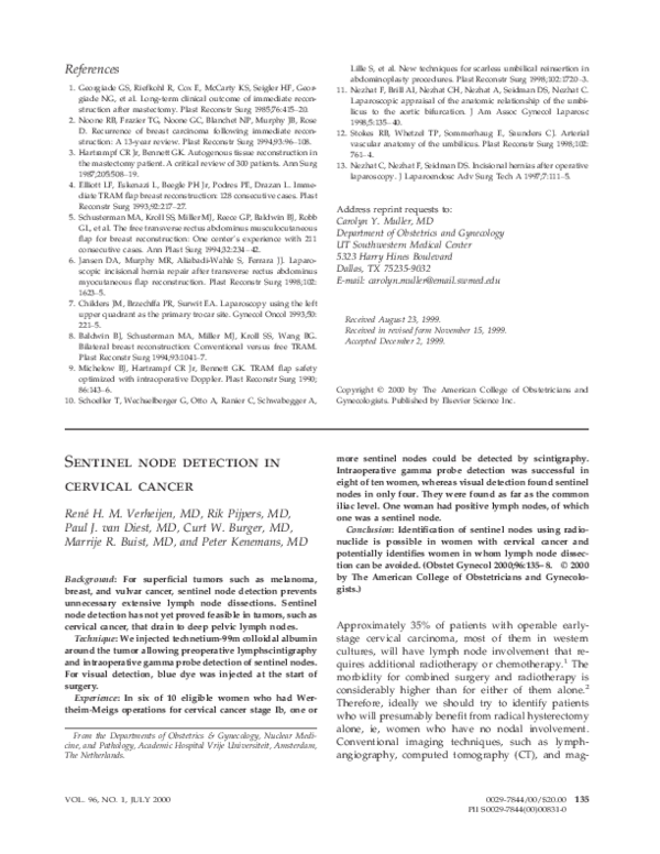 (PDF) Sentinel node detection in cervical cancer