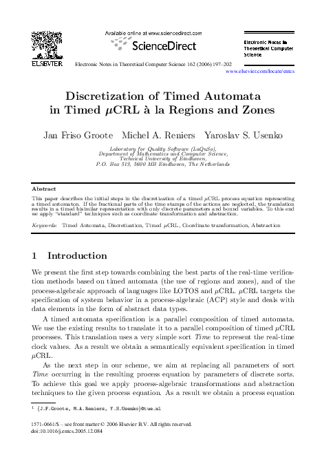 (PDF) Discretization of Timed Automata in Timed mu