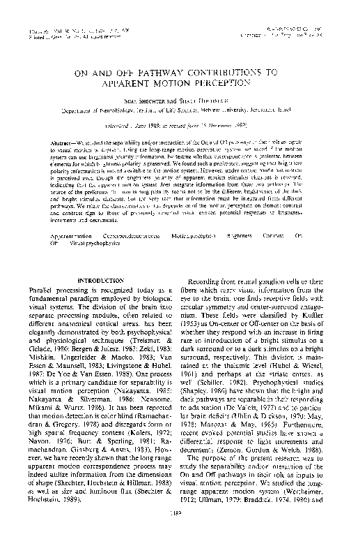 (PDF) On and off pathway contributions to apparent motion perception