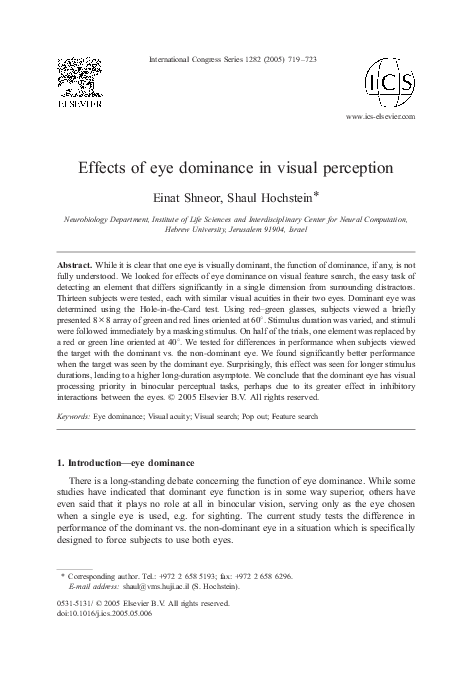 (PDF) Effects of eye dominance in visual perception