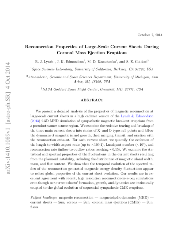 (PDF) Reconnection Properties of Large-Scale Current Sheets During ...