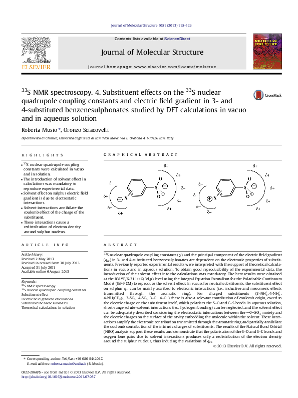 33S NMR spectroscopy. 4. Substituent effects on the 33S nuclear ...