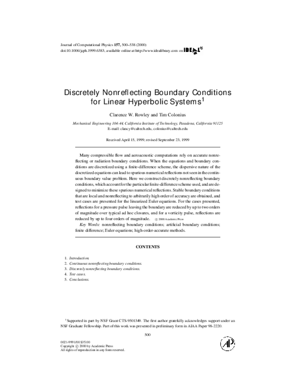(PDF) Nonreflecting Boundaries for Wave Equations