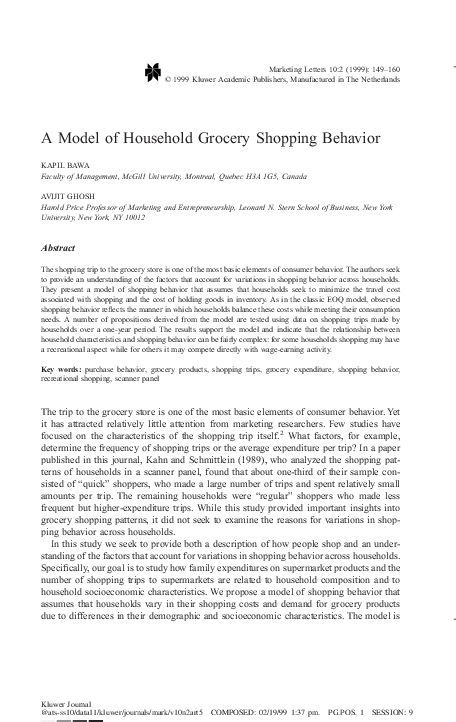 (PDF) A model of household grocery shopping behavior