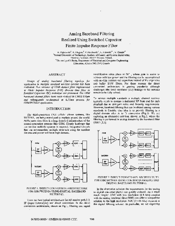 Pdf Analog Baseband Filtering Realized Using Switched Capacitor Finite Impulse Response Filter