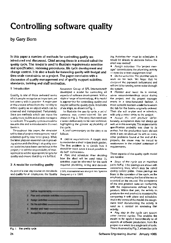 (PDF) Controlling software quality