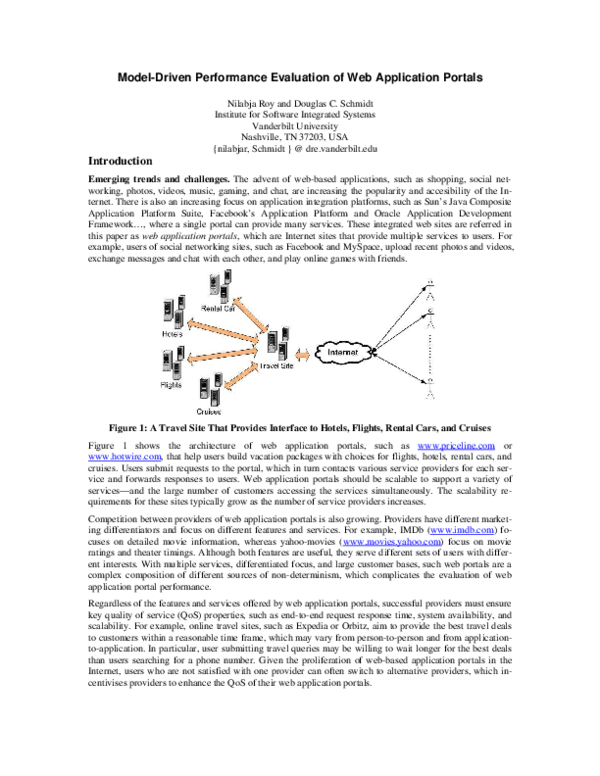Pdf Model Driven Performance Evaluation Of Web Application Portals