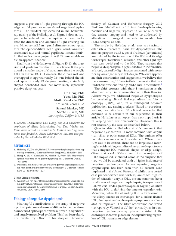 (PDF) Etiology of negative dysphotopsia