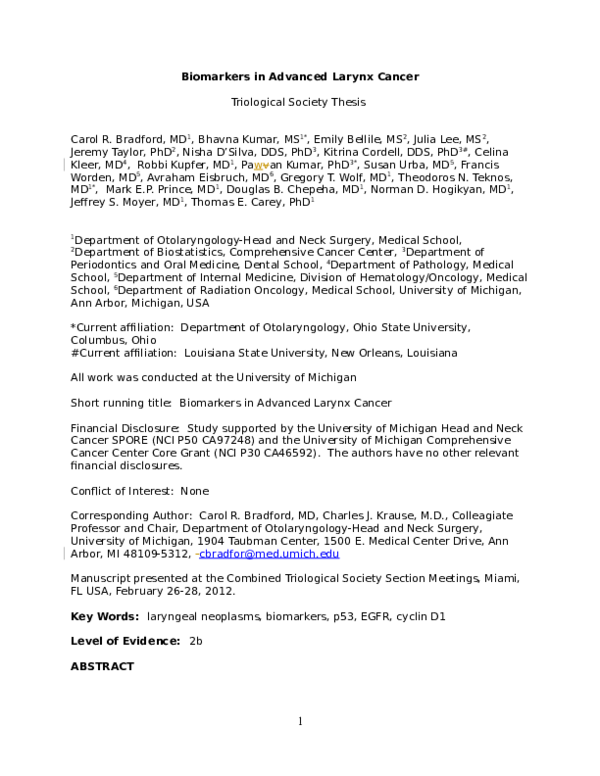 (DOC) Biomarkers in advanced larynx cancer