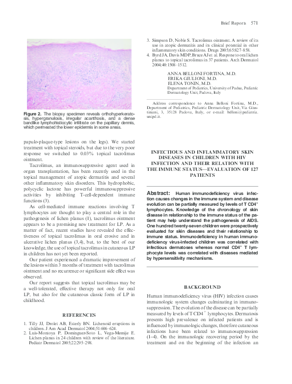 (PDF) Infectious and Inflammatory Skin Diseases in Children with HIV ...