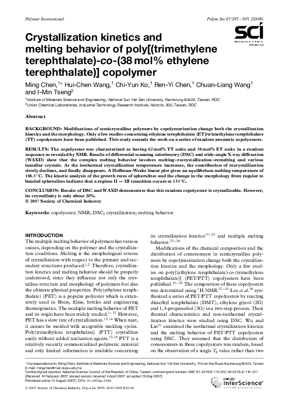 (PDF) Crystallization kinetics and melting behaviors of nylon 6 ...