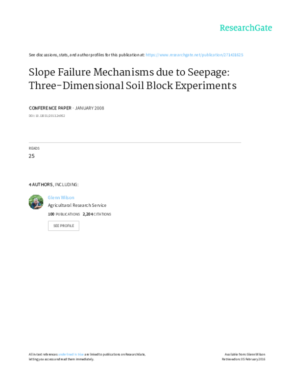 (PDF) Slope Failure Mechanisms due to Seepage: Three-Dimensional Soil ...