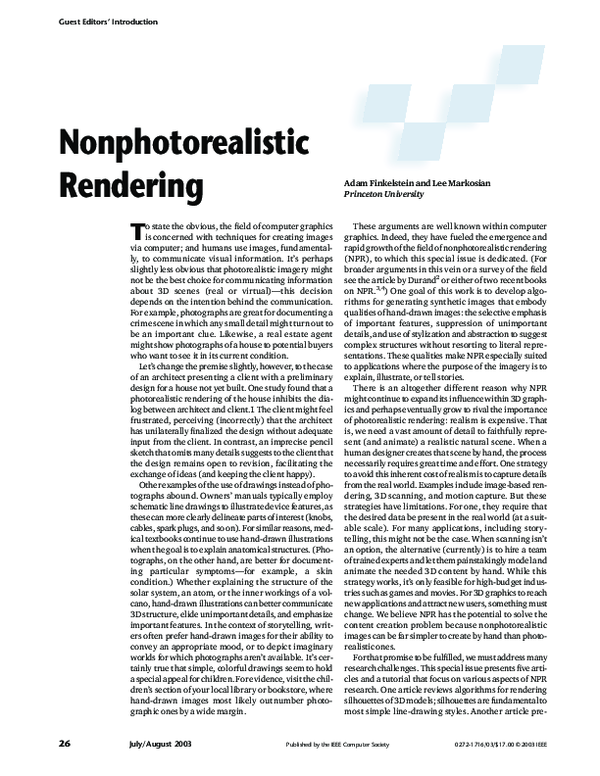 (PDF) Nonphotorealistic rendering