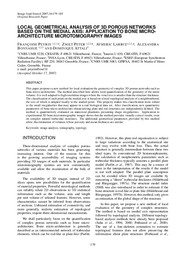 Pdf Local Geometrical Analysis Of 3d Porous Networks Based On The Medial Axis Application To