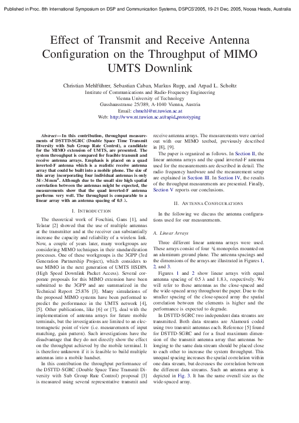(PDF) Effect of Transmit and Receive Antenna Configuration on the ...