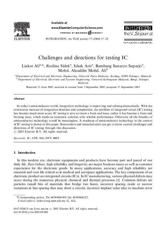 (PDF) Challenges and directions for testing IC