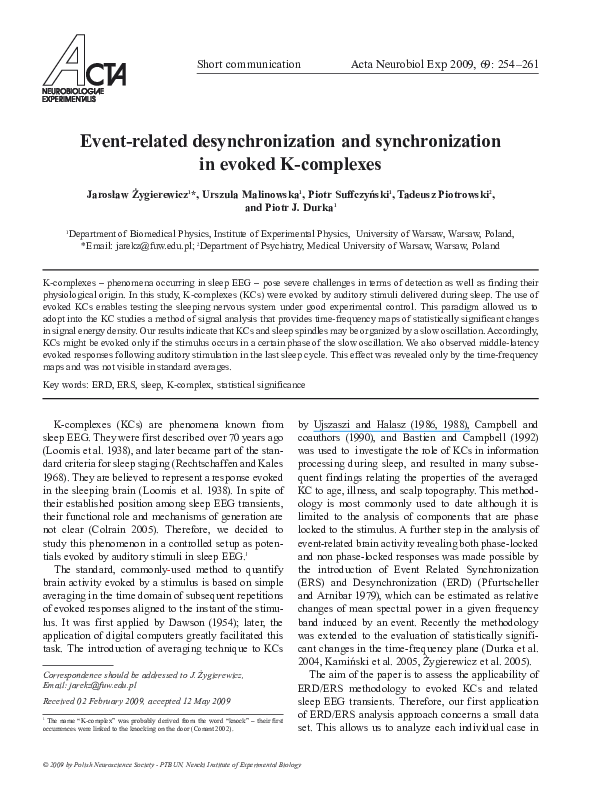 (PDF) Event-related desynchronization and synchronization during a memory task in children