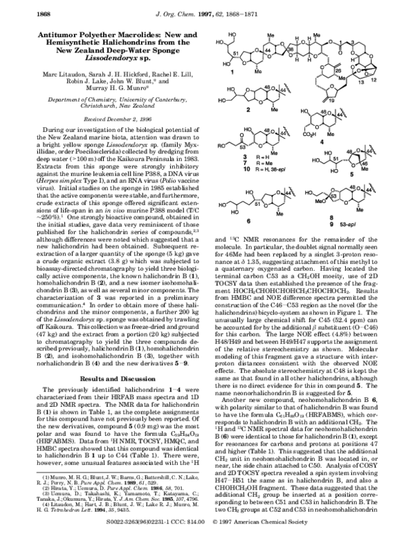 (PDF) Antitumor Polyether Macrolides: New and Hemisynthetic ...