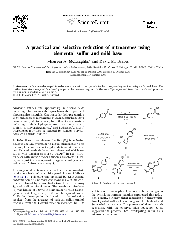 (PDF) A practical and selective reduction of nitroarenes using ...