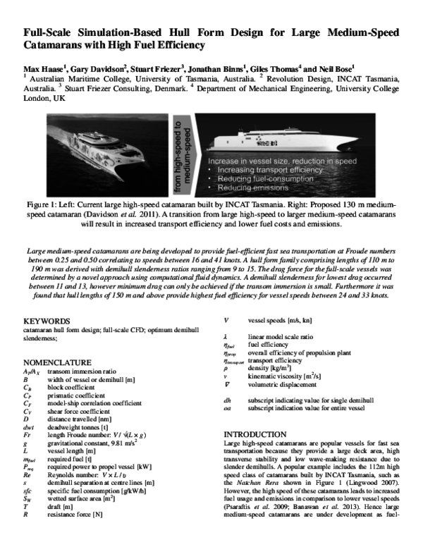 Pdf Full Scale Simulation Based Hull Form Design For Large Medium