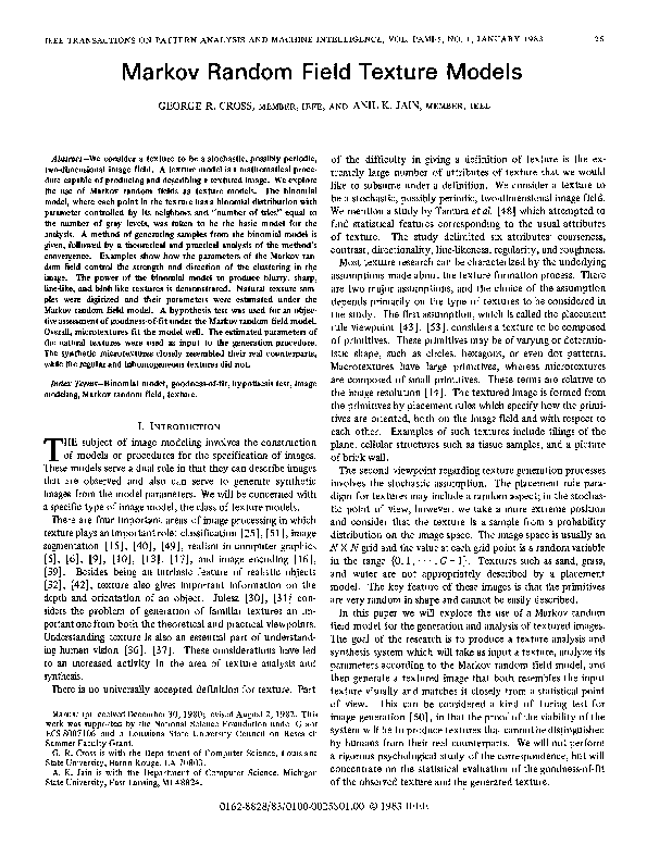 (PDF) Markov Random Field Texture Models