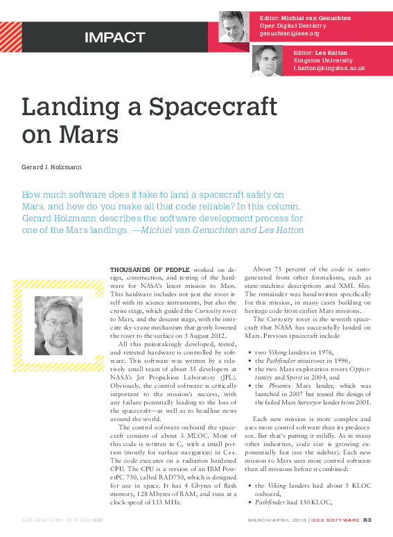 (PDF) Landing a Spacecraft on Mars