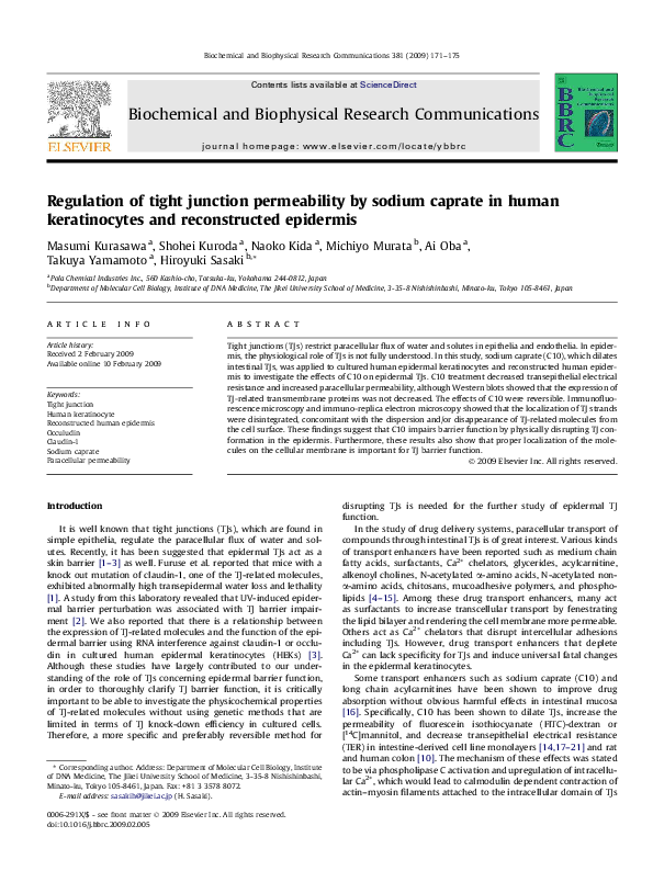(PDF) Regulation of tight junction permeability by sodium caprate in ...