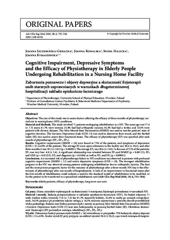 (PDF) Cognitive Impairment, Depressive Symptoms, and Functional Decline ...