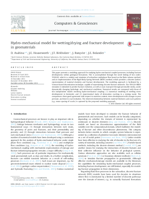 (PDF) Hydro-mechanical model for wetting/drying and fracture development in geomaterials