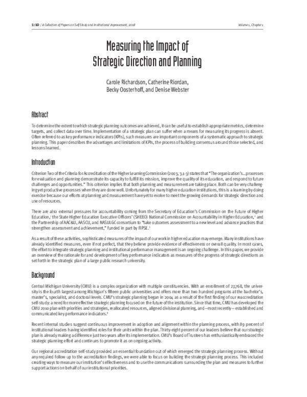 (PDF) Measuring the Impact of Strategic Direction and Planning