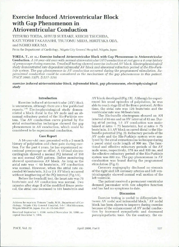 (PDF) Exercise induced atrioventricular block with gap phenomenon in ...