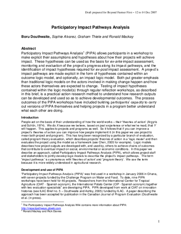 (PDF) Participatory Impact Pathways Analysis