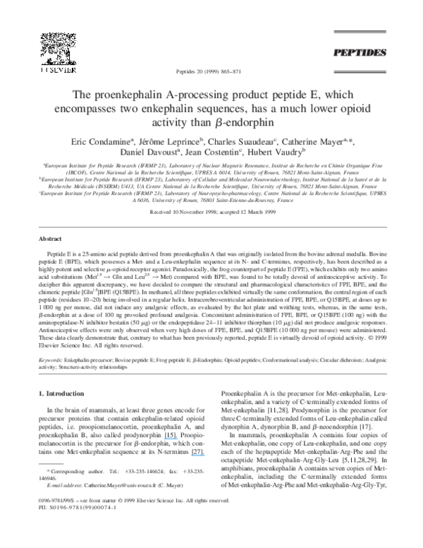 (PDF) The proenkephalin A-processing product peptide E, which ...