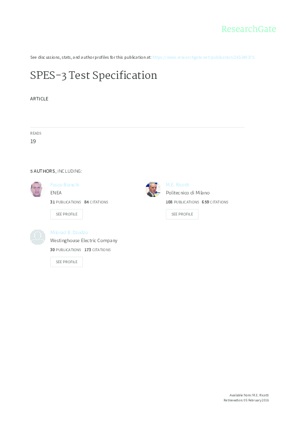 (PDF) SPES-3 Test Specification