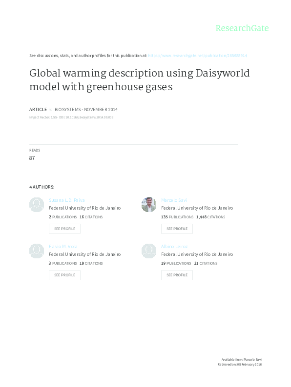(PDF) Global warming description using Daisyworld model with greenhouse ...