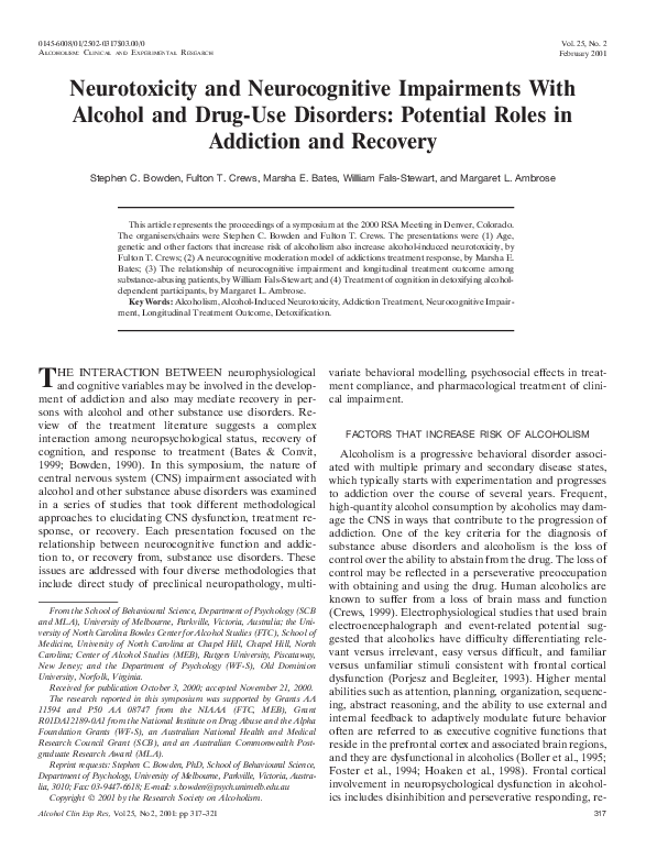 (PDF) Neurotoxicity and Neurocognitive Impairments With Alcohol and ...