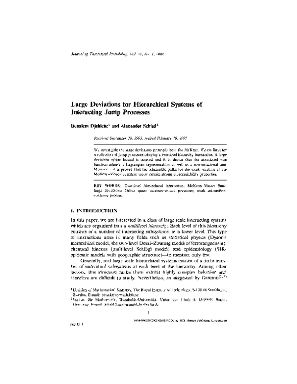 (PDF) Large deviations for hierarchical systems of interacting jump processes