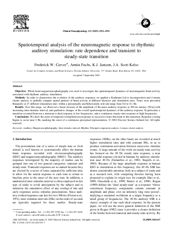 (PDF) Spatiotemporal analysis of the neuromagnetic response to rhythmic ...