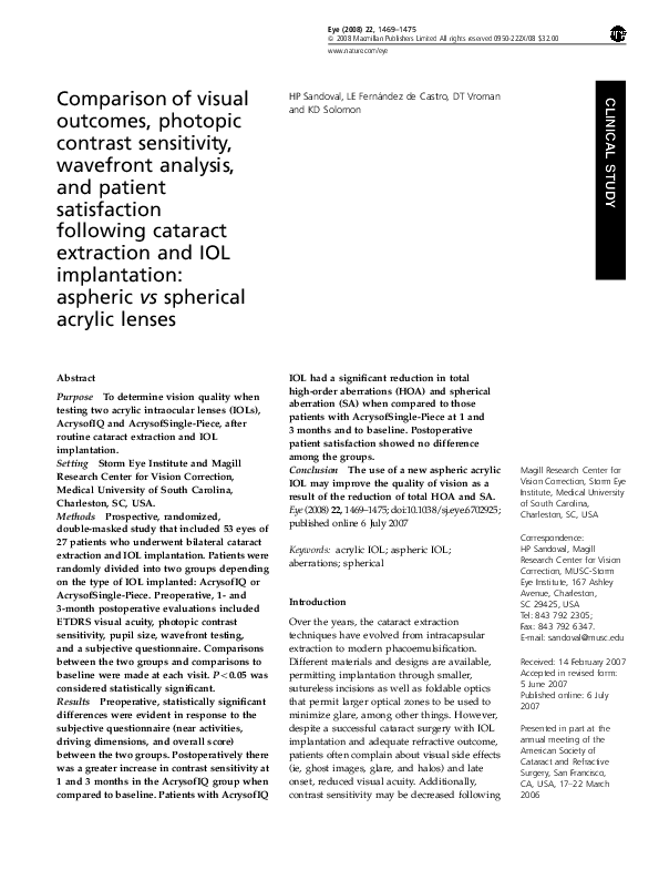 (PDF) Comparison of visual outcomes, photopic contrast sensitivity ...