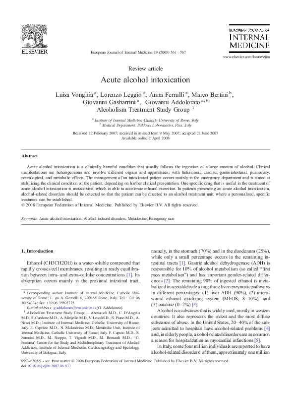 (PDF) Acute alcohol intoxication