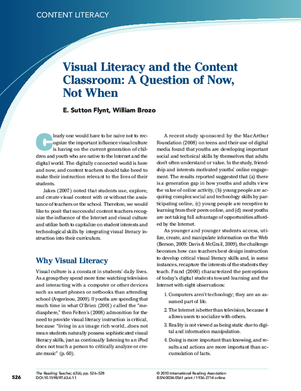 (PDF) Visual Literacy and the Content Classroom: A Question of Now, Not ...