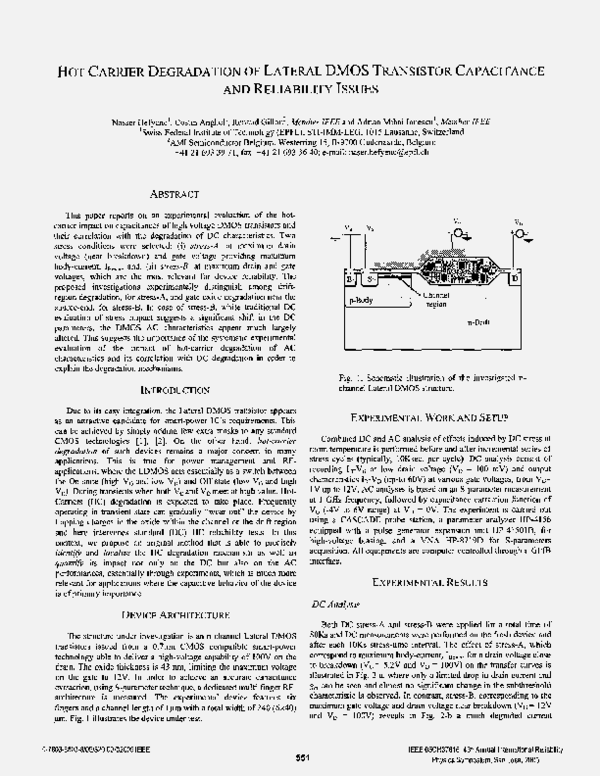 (PDF) Hot carrier degradation of lateral DMOS transistor capacitance ...