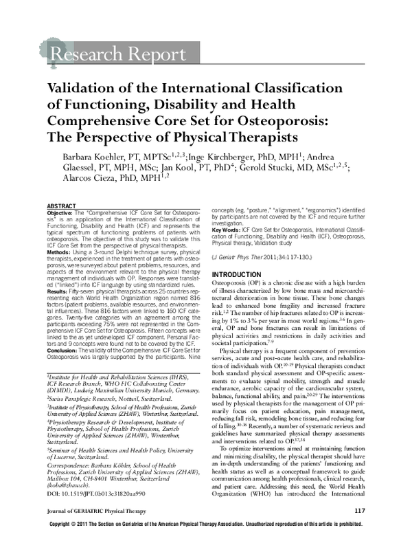 (PDF) Validation of the International Classification of Functioning ...