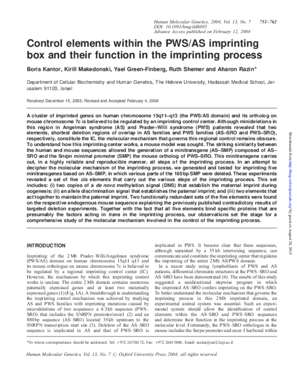 (PDF) Control elements within the PWS/AS imprinting box and their ...