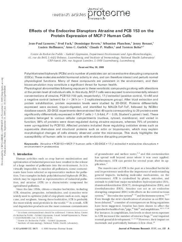 (PDF) Effects of the Endocrine Disruptors Atrazine and PCB 153 on the ...